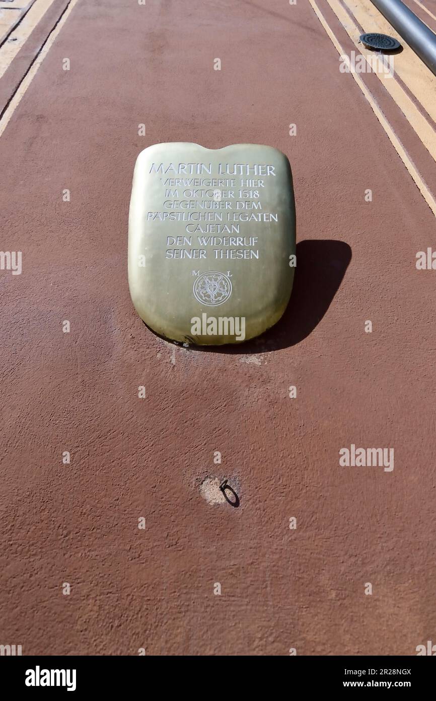 Augsburg, Bavaria, Germany. Martin Luther memorial plaque Stock Photo ...