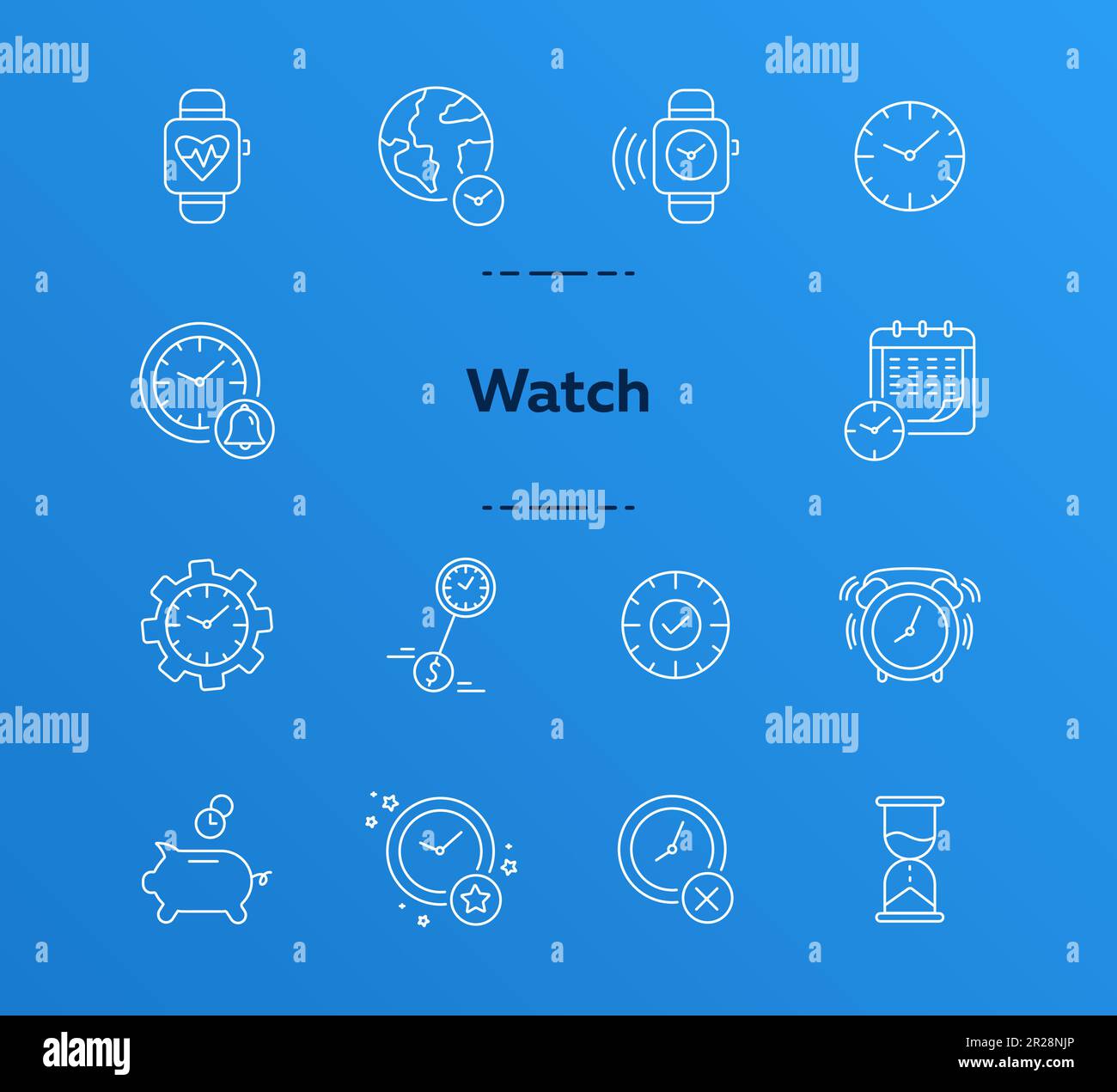 Watch line icon set Stock Vector Image & Art - Alamy
