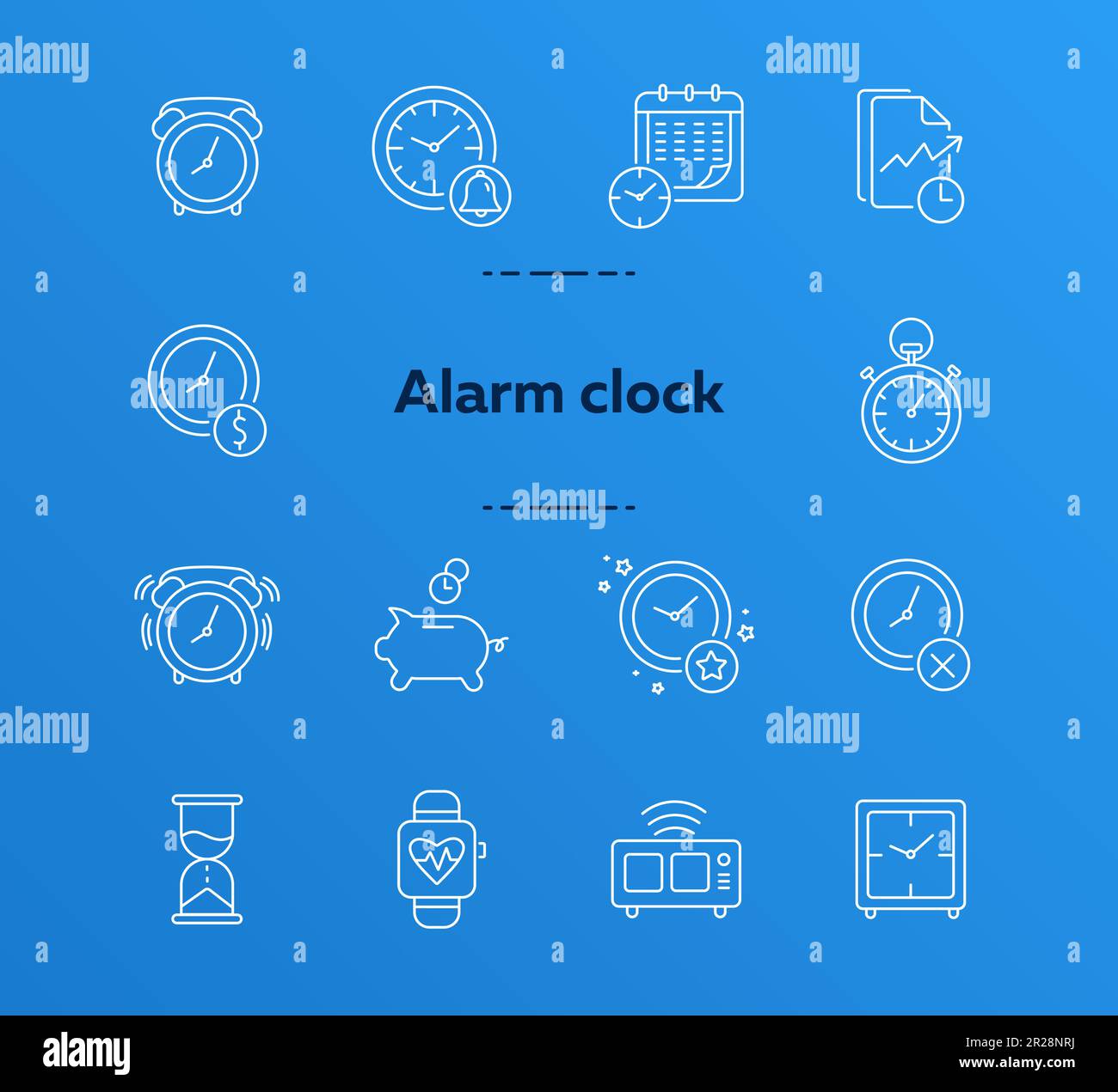 Alarm Clock Line Icon Set Stock Vector Image And Art Alamy