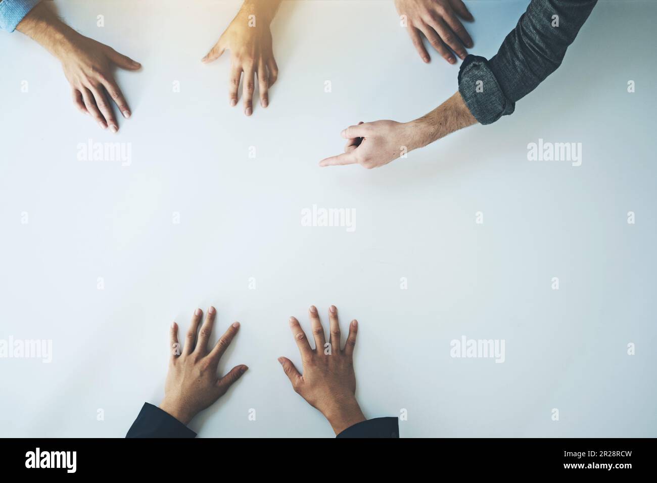 Space, brainstorming and hands of team using paper in collaboration and ...