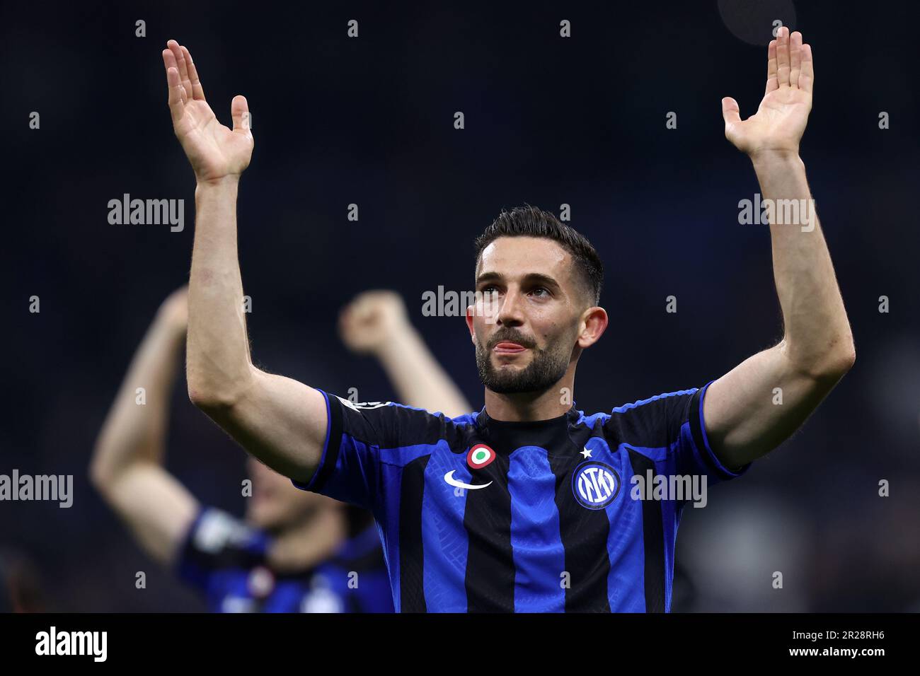 Roberto Gagliardini of Fc Internazionale celebrates after winning the ...