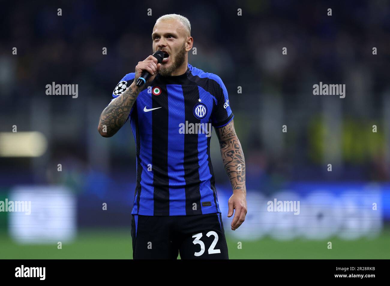 Federico Dimarco of Fc Internazionale celebrates after winning the Uefa ...
