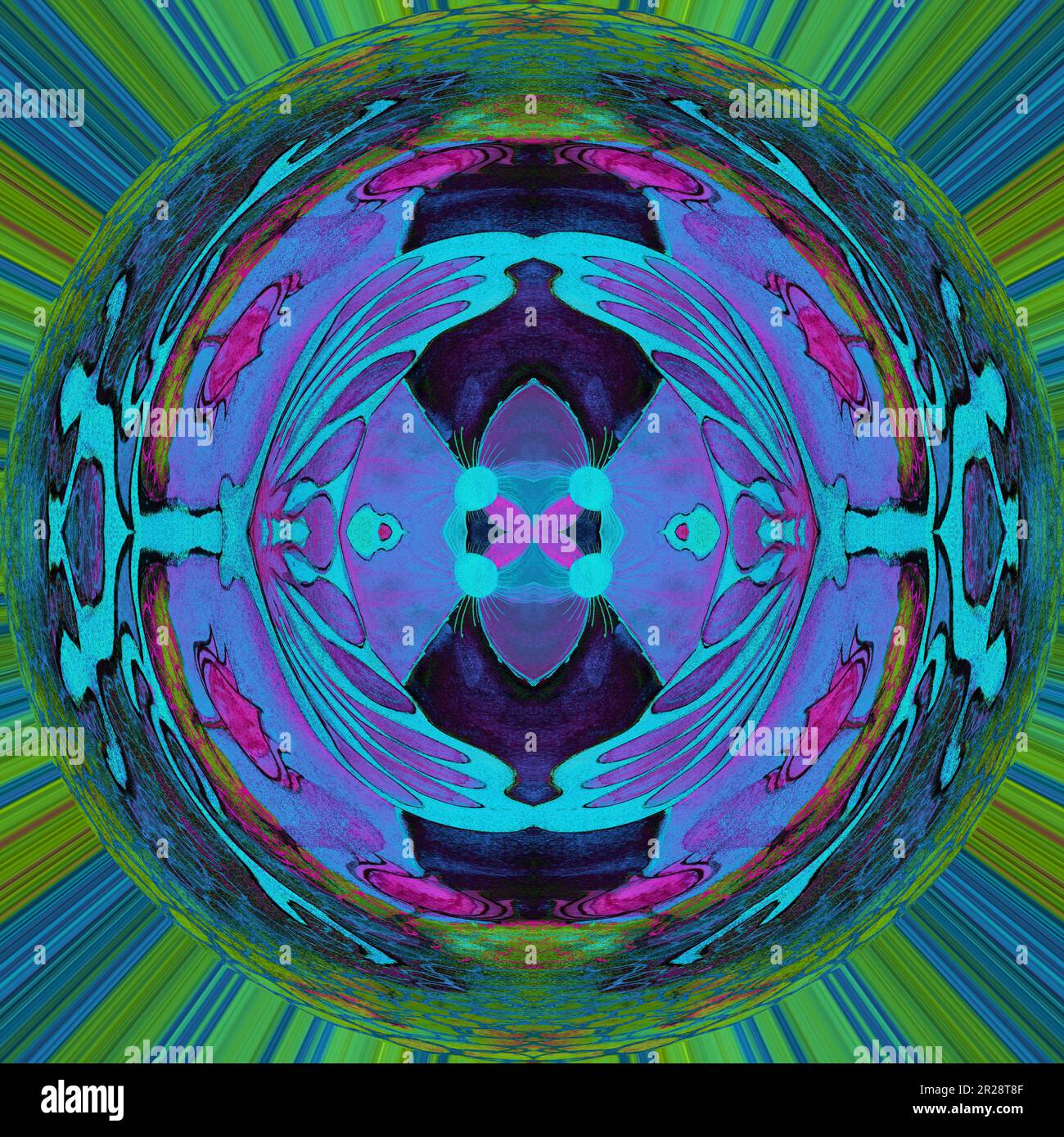 Psychedelic colorful mandala. The dabbing technique near the edges ...