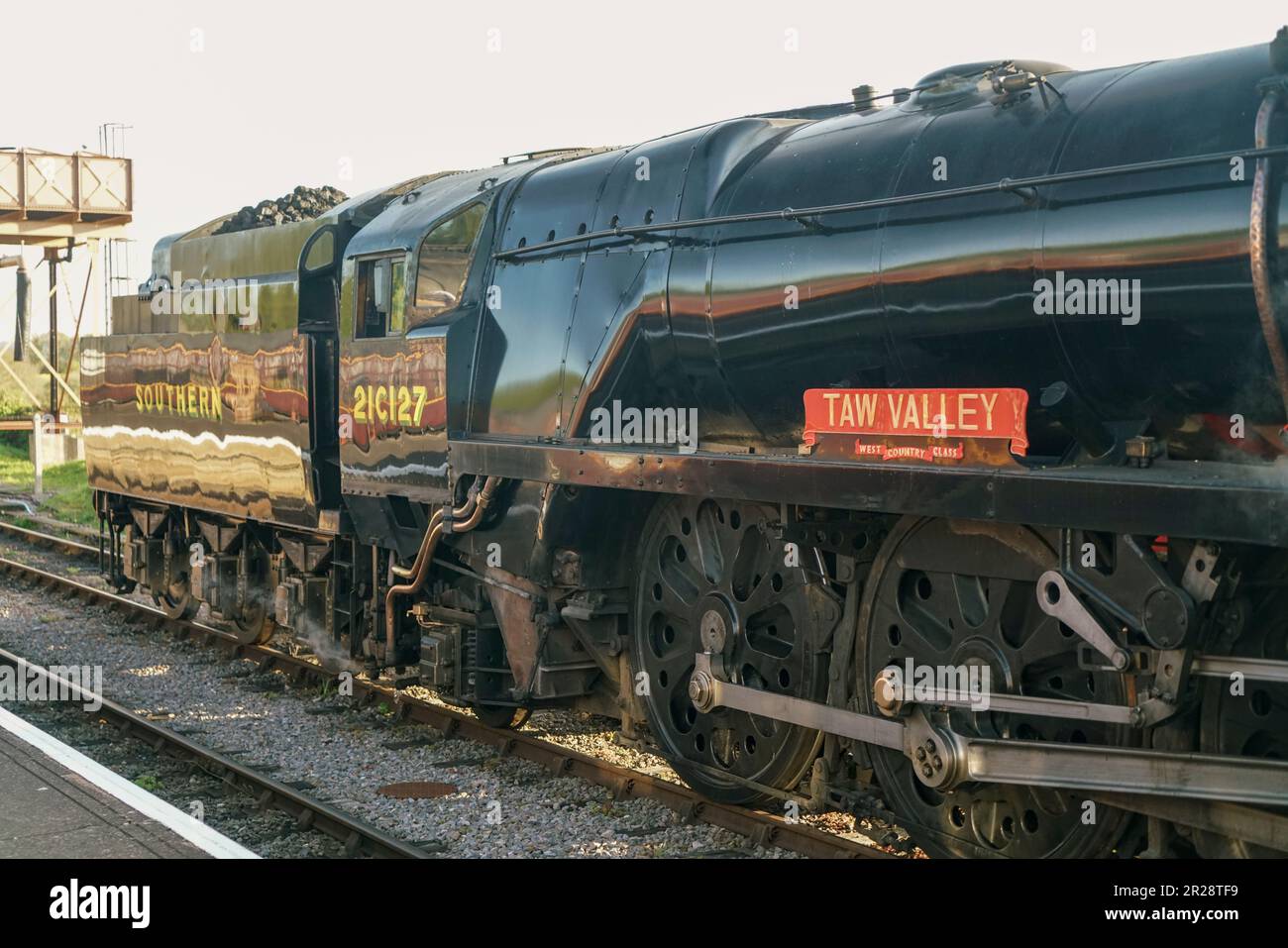 West Country Class 'Taw Valley' at Bishops Lydeard -2 Stock Photo - Alamy