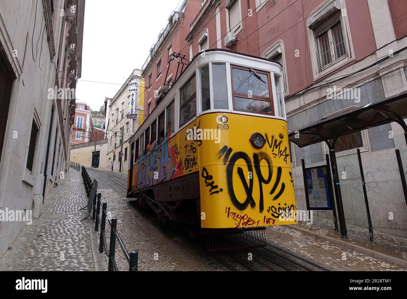 The Glória Funicular, Lisbon, Portugal -1 Stock Photo - Alamy