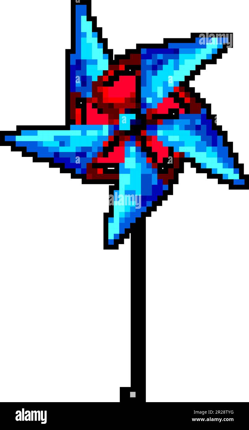 windmill pinwheel toy game pixel art vector illustration Stock Vector ...