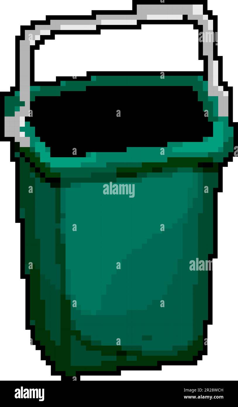 handle plastic bucket container game pixel art vector illustration ...
