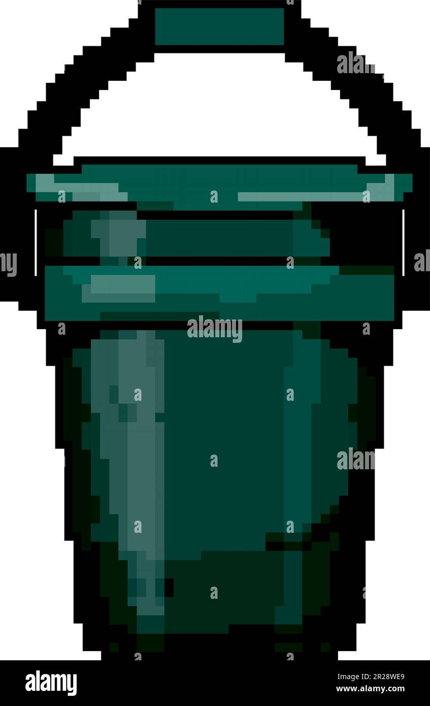 plastic plastic bucket container game pixel art vector illustration ...