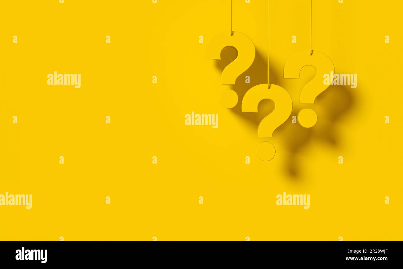 Yellow question mark on yellow Wall background. FAQ Concept. 3D rendering Stock Photo - Alamy