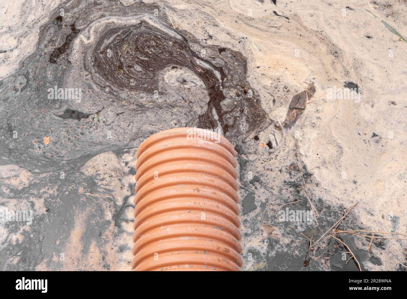 Drainage pipe with water stream flowing. Storm water management in ...