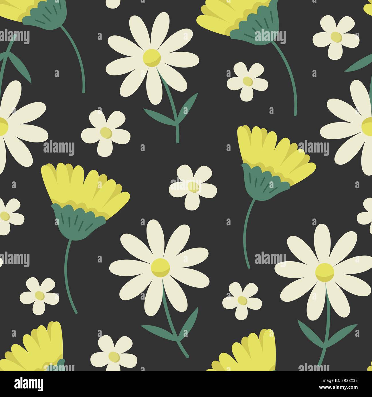 Seamless cartoon daisy field hi-res stock photography and images - Alamy