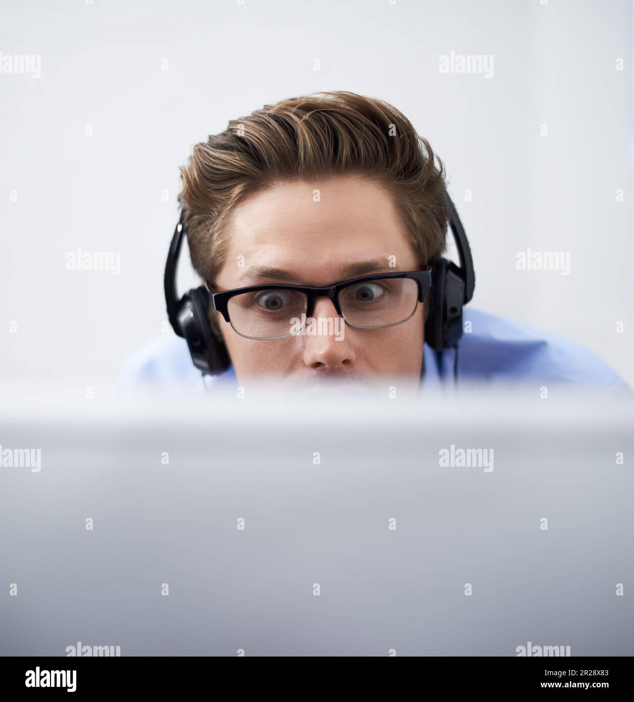 Office Computer Face And Man Reading Script Software Code Or Problem Solving Cyber Security