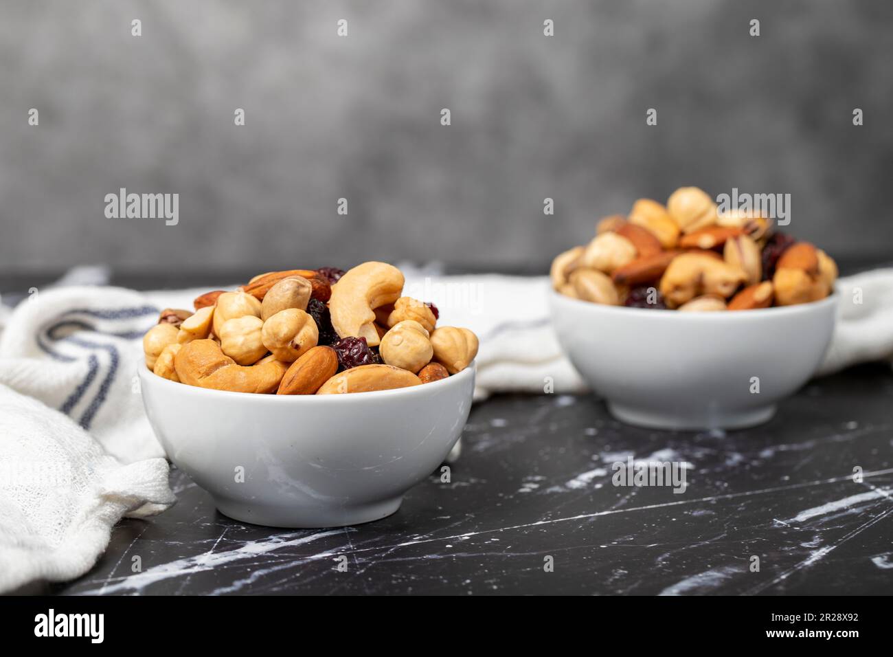 Mixed nuts. Special mixed nuts in a ceramic bowl. Nuts, pistachios ...
