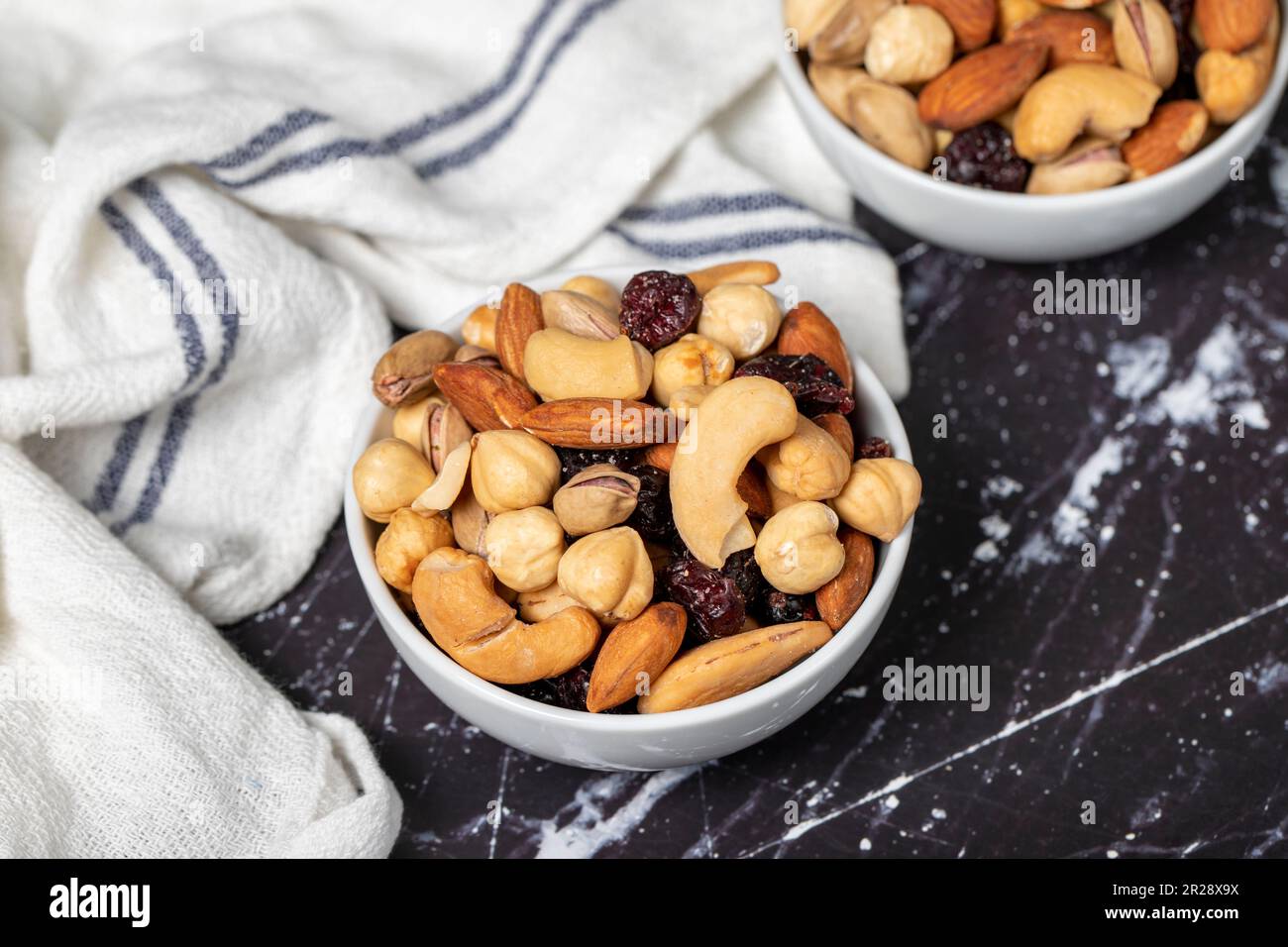Mixed nuts. Special mixed nuts in a ceramic bowl. Nuts, pistachios ...