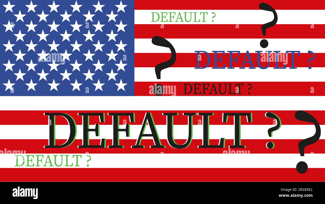 USA flag and the word default with a question mark. Concept default ...