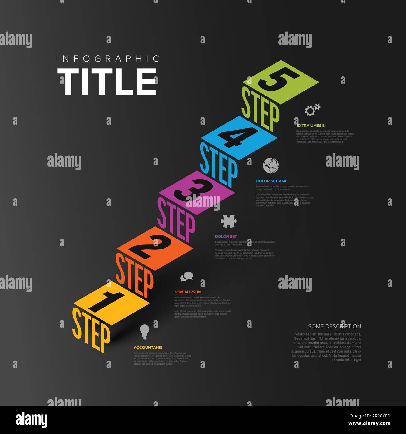 Vector dark Infographic steps diagram template for workflow, business ...