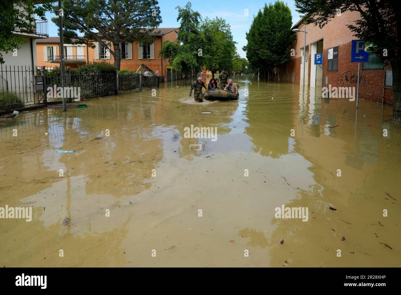 People are rescued in Faenza, Italy, Thursday, May 18, 2023 ...