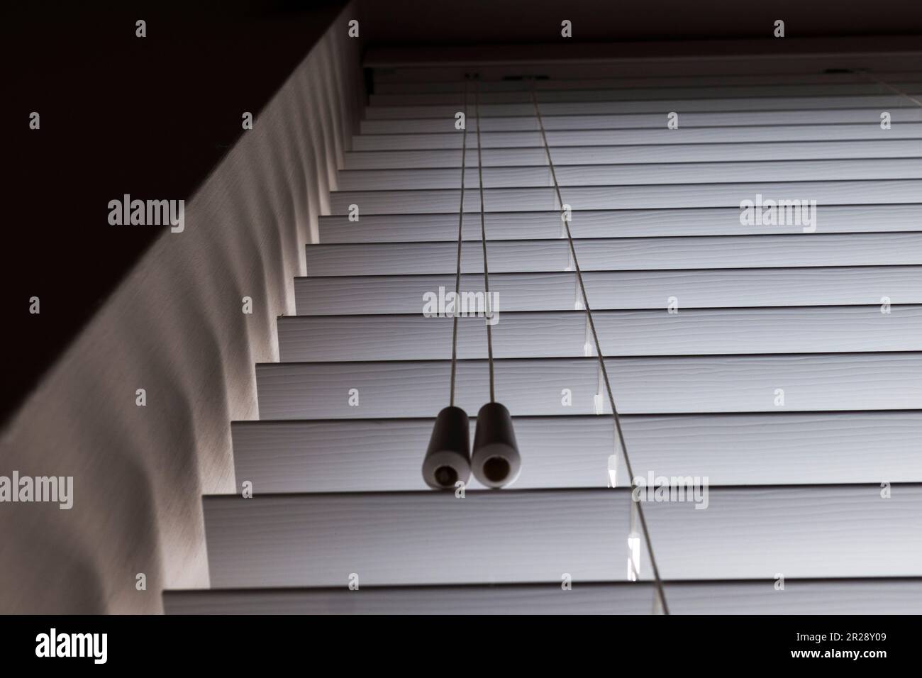 Close up of Venetian blind and cords on interior of house window Stock ...