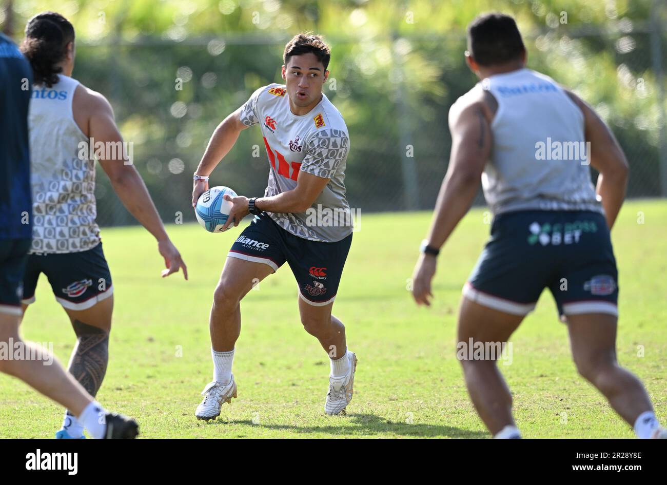 Brisbane, Australia, May 18, 2023. Kalani Thomas (centre) in action ...