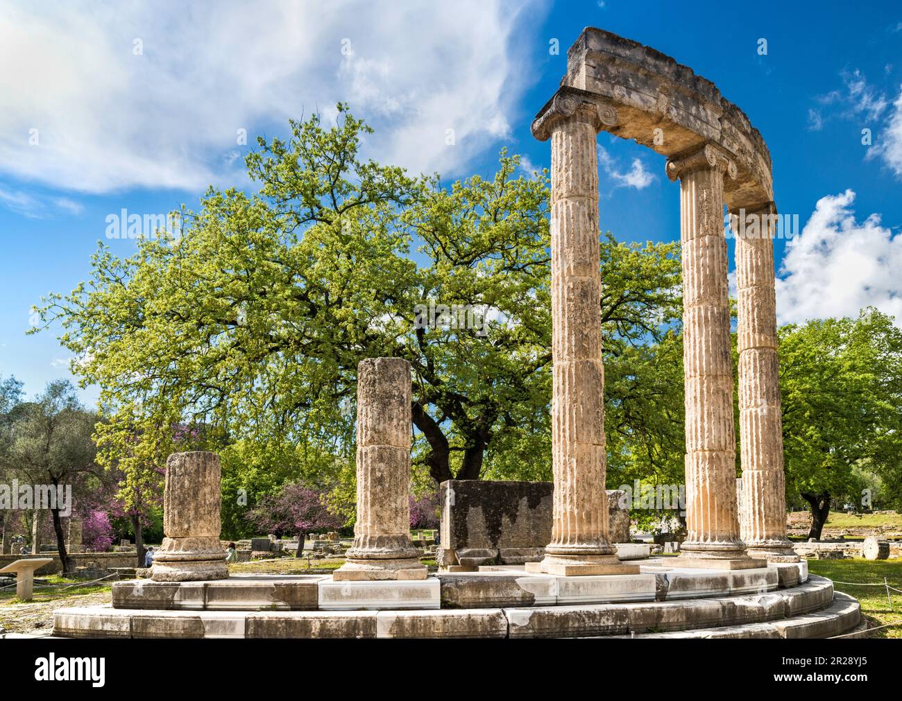 Ionic columns at Philippeion, Classical period, sanctuary of Ancient ...