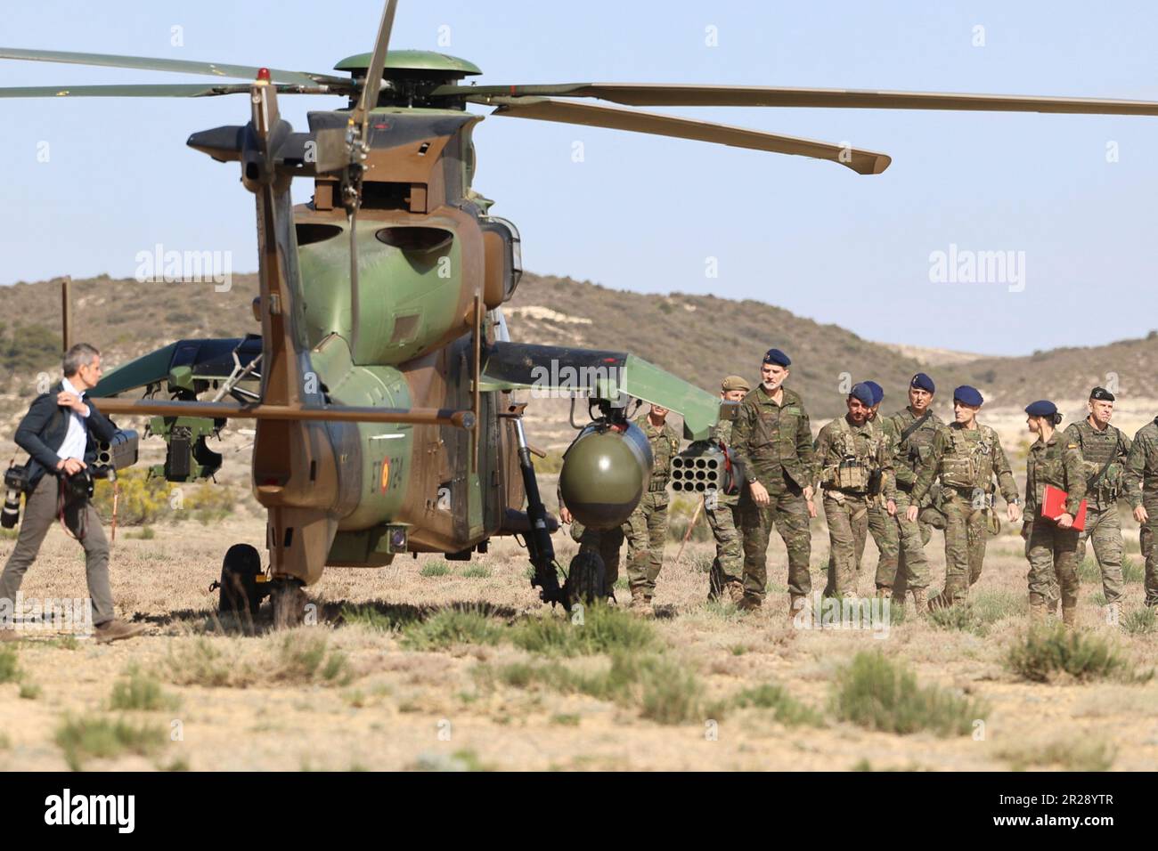Spain's King Felipe VI (4l) attends the 'Swift Response' phase of the ...