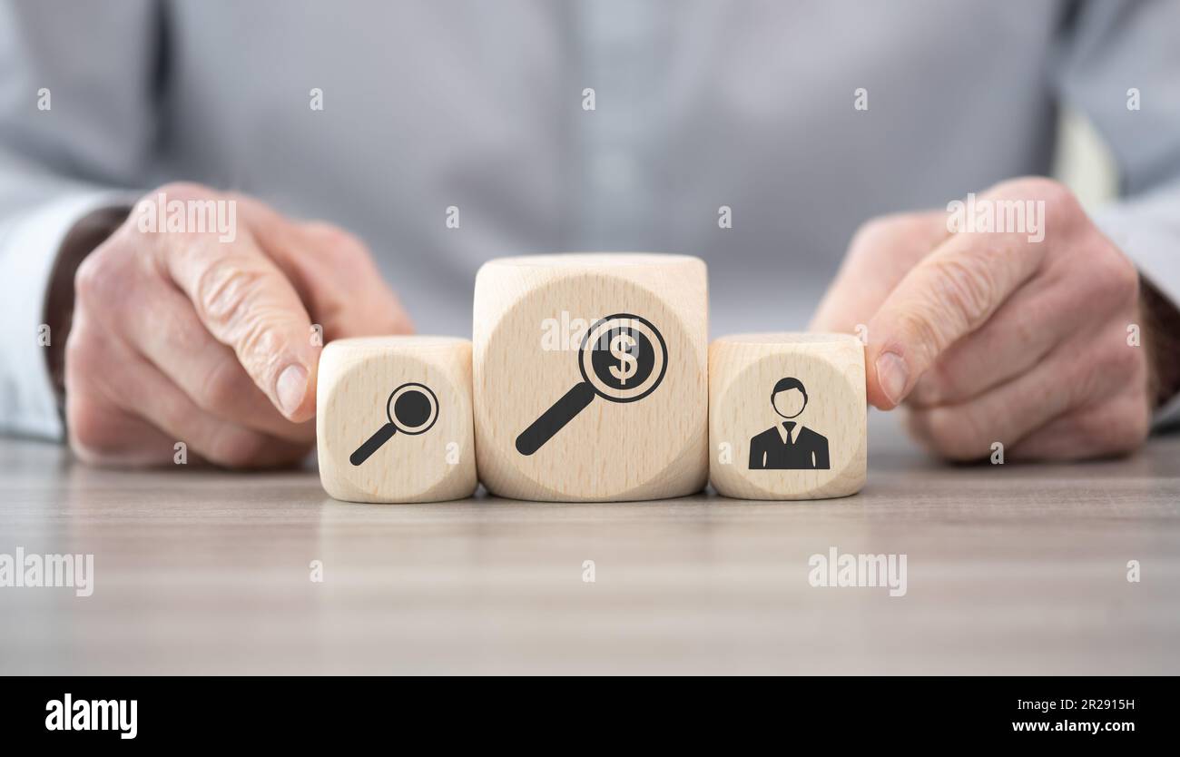 Wooden blocks with symbol of financial audit concept Stock Photo - Alamy