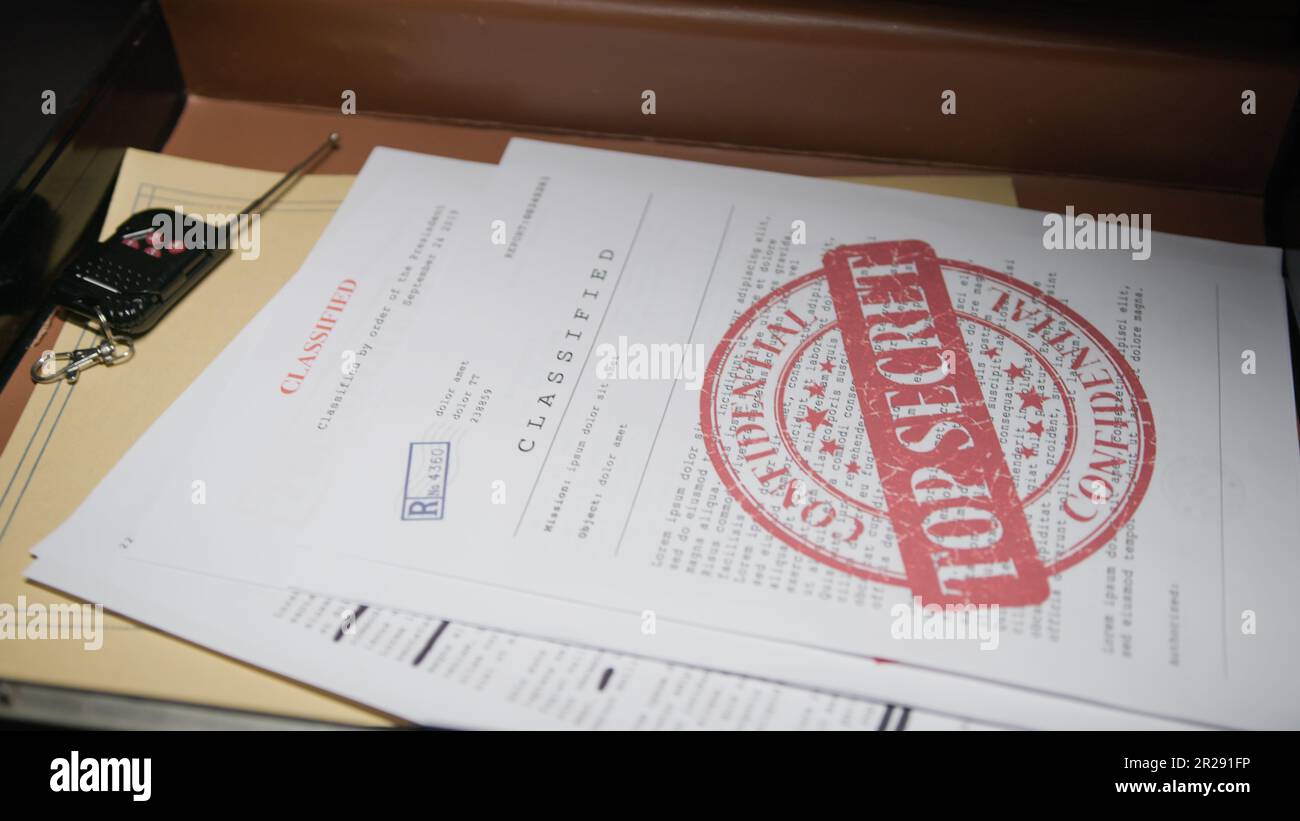 Briefcase With Top Secret Papers Stock Photo - Alamy