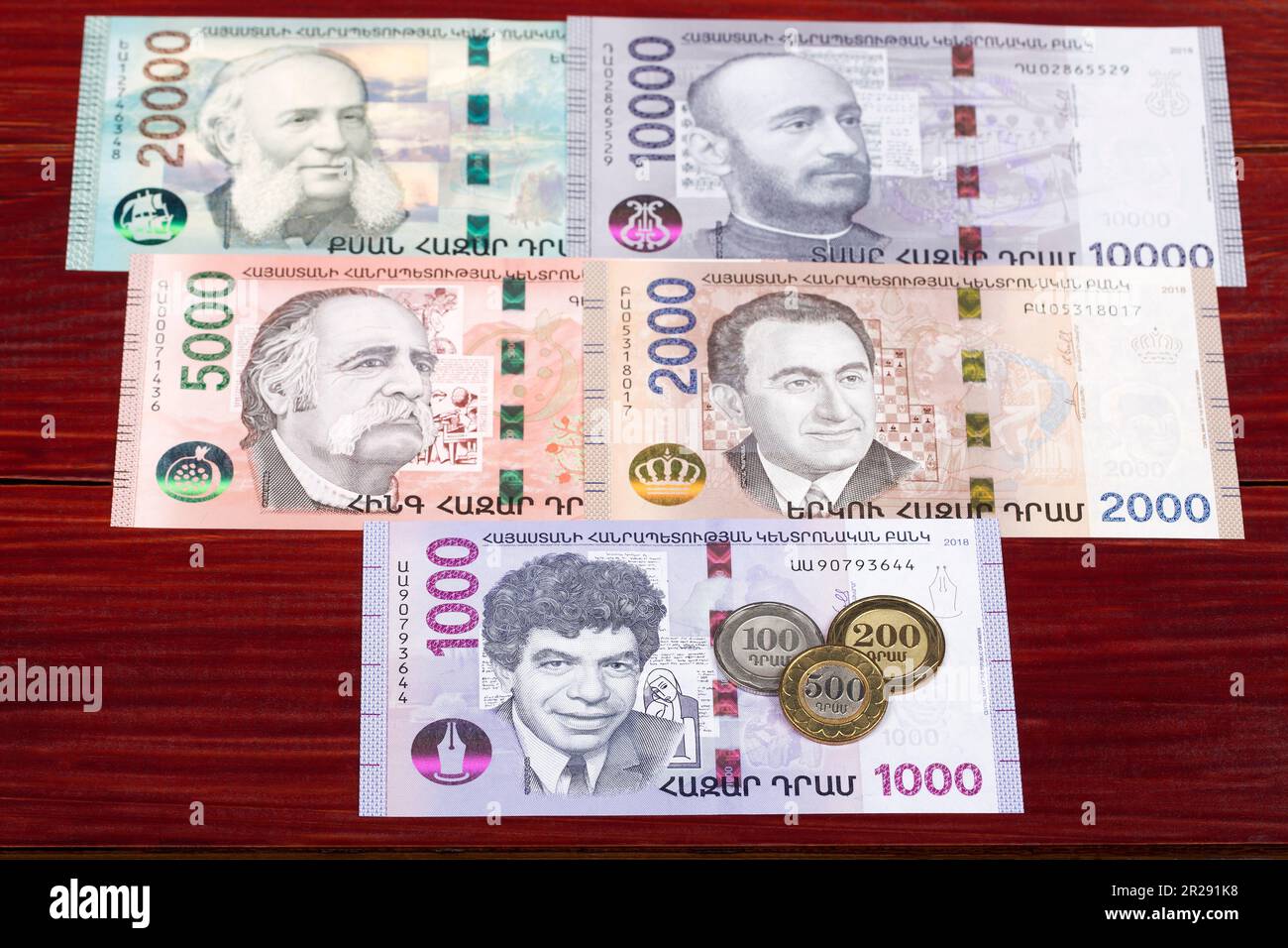 Armenian money - dram - coins and banknotes Stock Photo - Alamy
