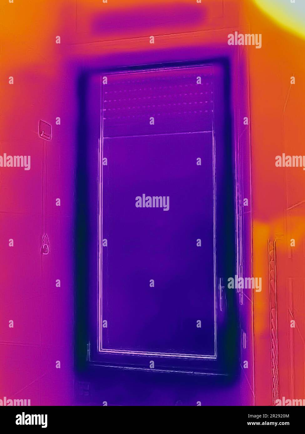 A thermal image of a window captured with an infrared thermal camera ... A thermal image of a window captured with an infrared thermal camera ...