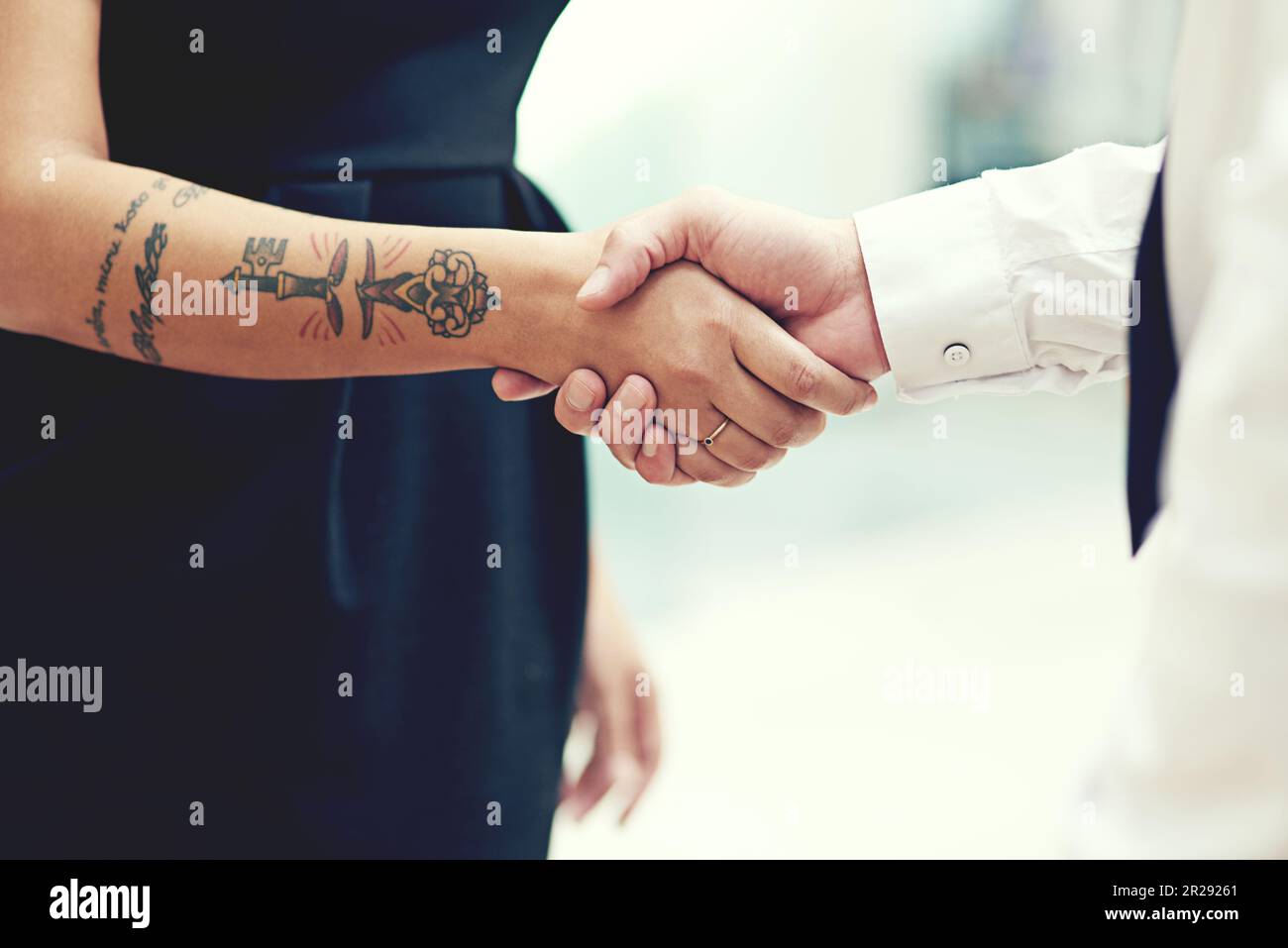 Interview, welcome and business people handshake for thank you, success ...