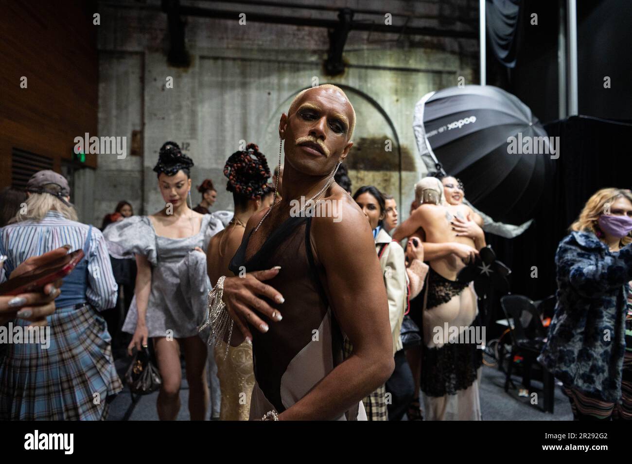 Sydney, Australia, May 18, 2023. Models backstage at the NICOL & FORD show during Australian ...