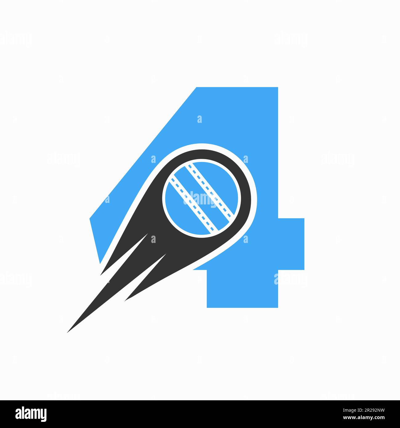 Letter 4 Cricket Logo Concept With Moving Ball Icon For Cricket Club ...