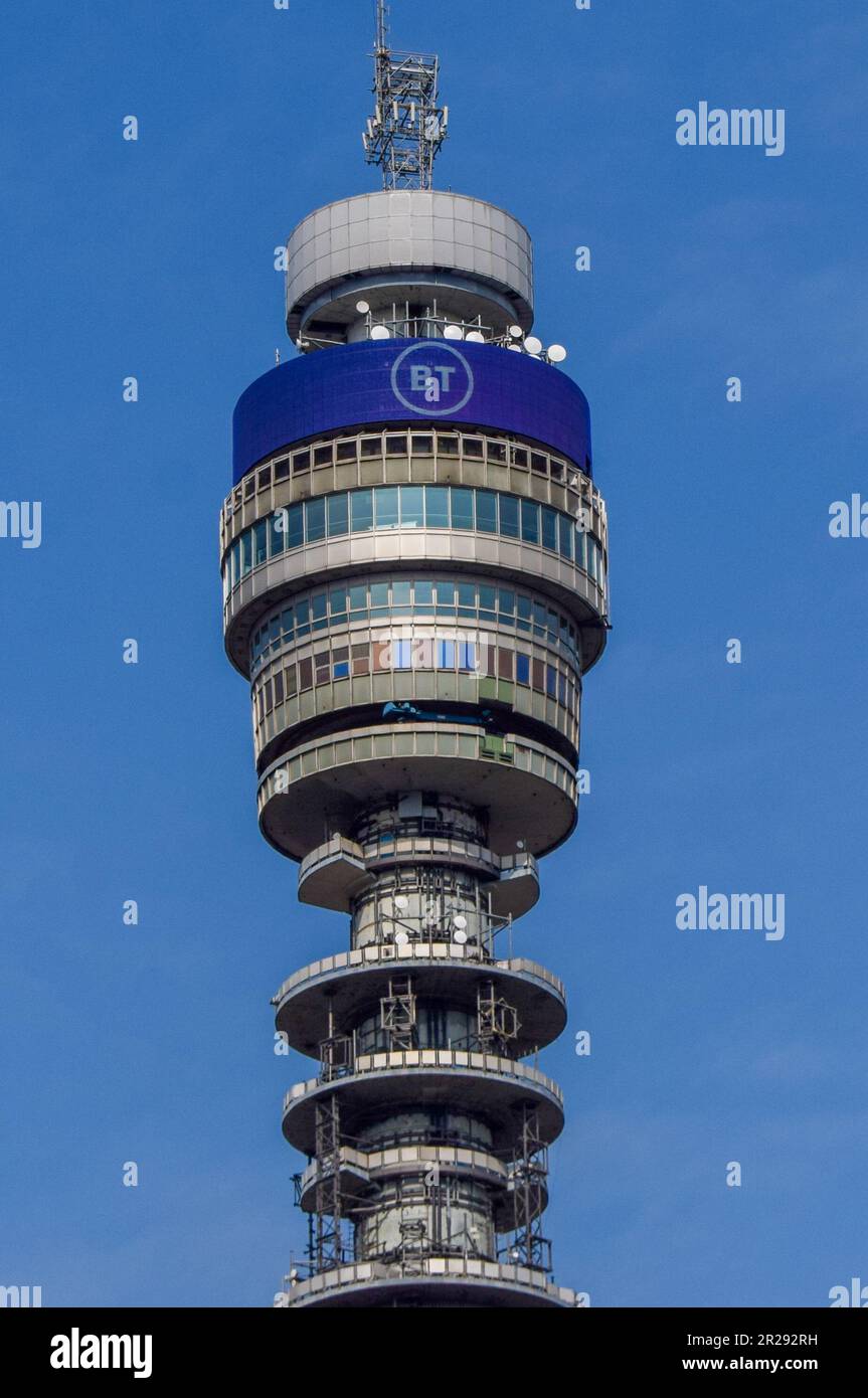London, England, UK. 18th May, 2023. A view of the BT Tower in central ...