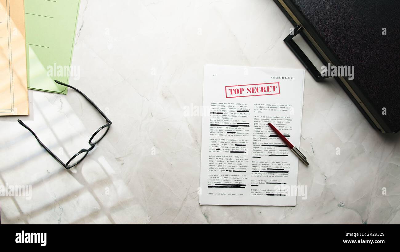 Top Secret Documents On Table Stock Photo - Alamy