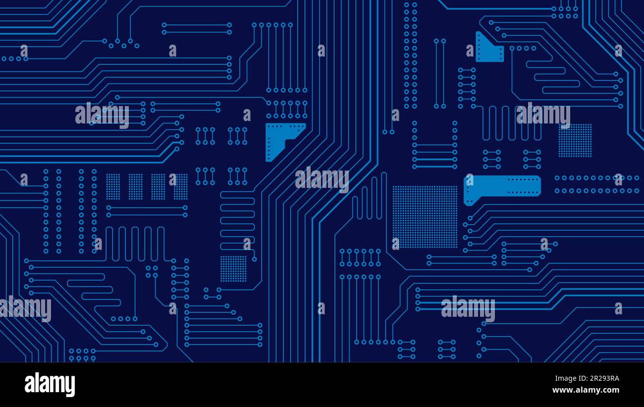 Circuit board technology. Blue technology electronics background ...