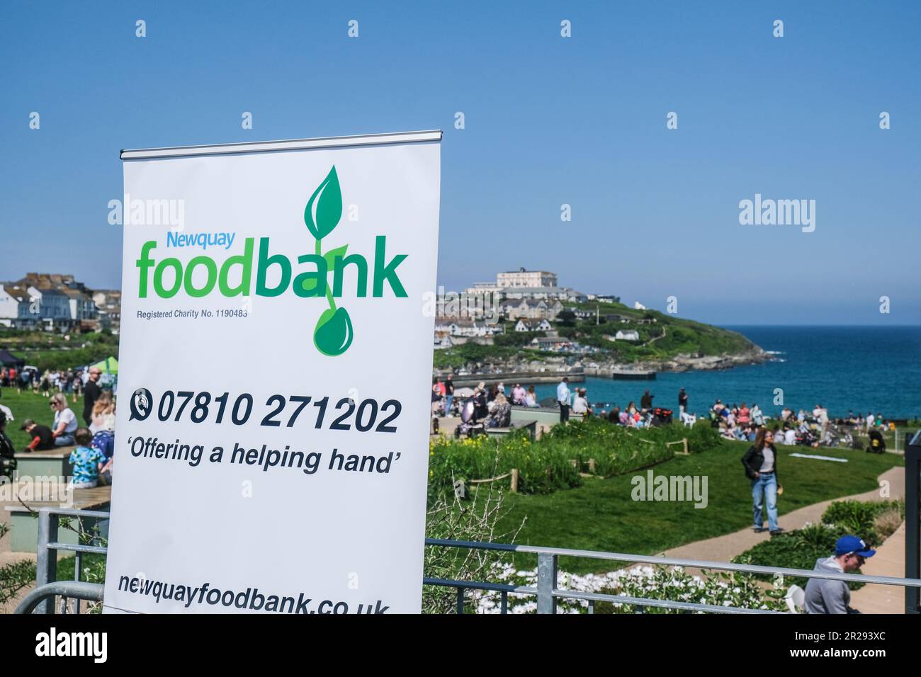 Sign for Newquay Foodbank in Cornwall in the UK Stock Photo - Alamy