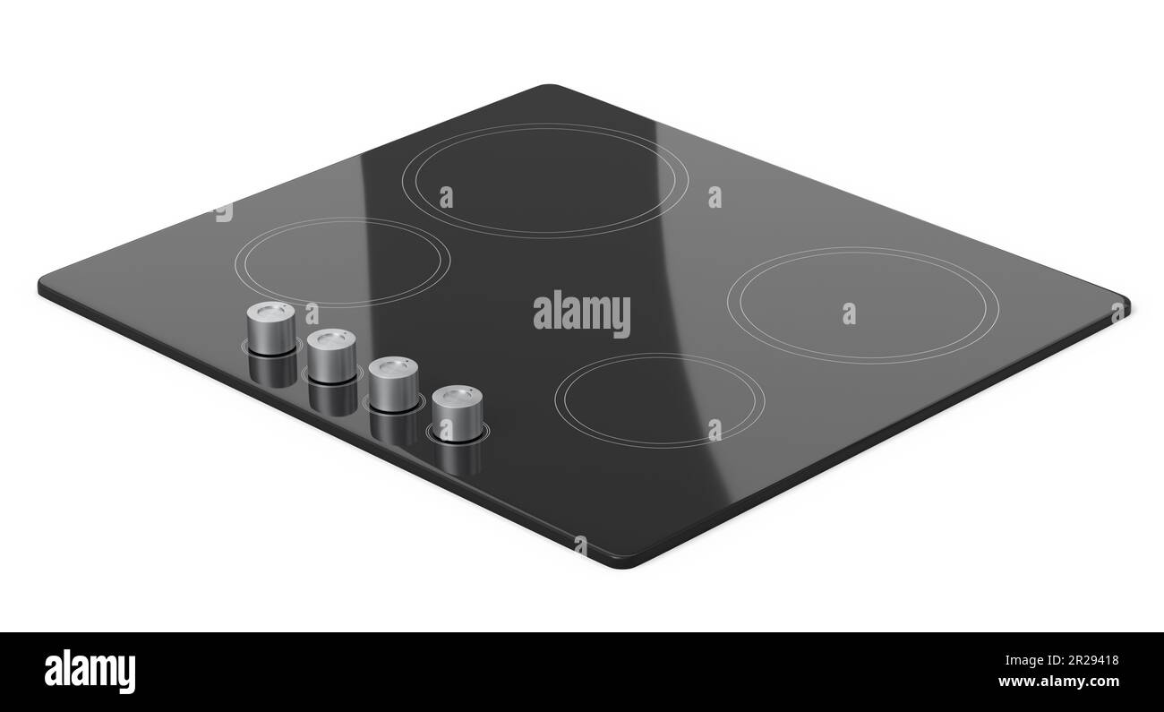 Kitchen electric stove or gas cooker with burning flames of propane gas ...