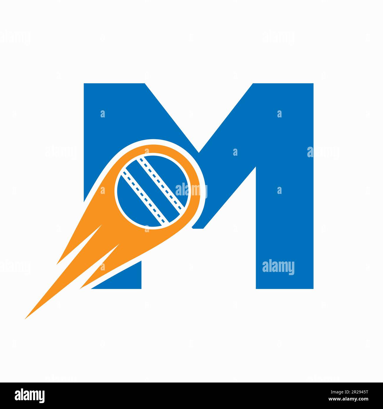 Letter M Cricket Logo Concept With Moving Ball Icon For Cricket Club ...