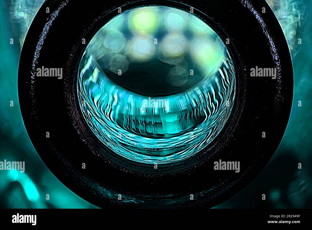 Art for arts sake. Macro images of a glass bottle neck with various ...