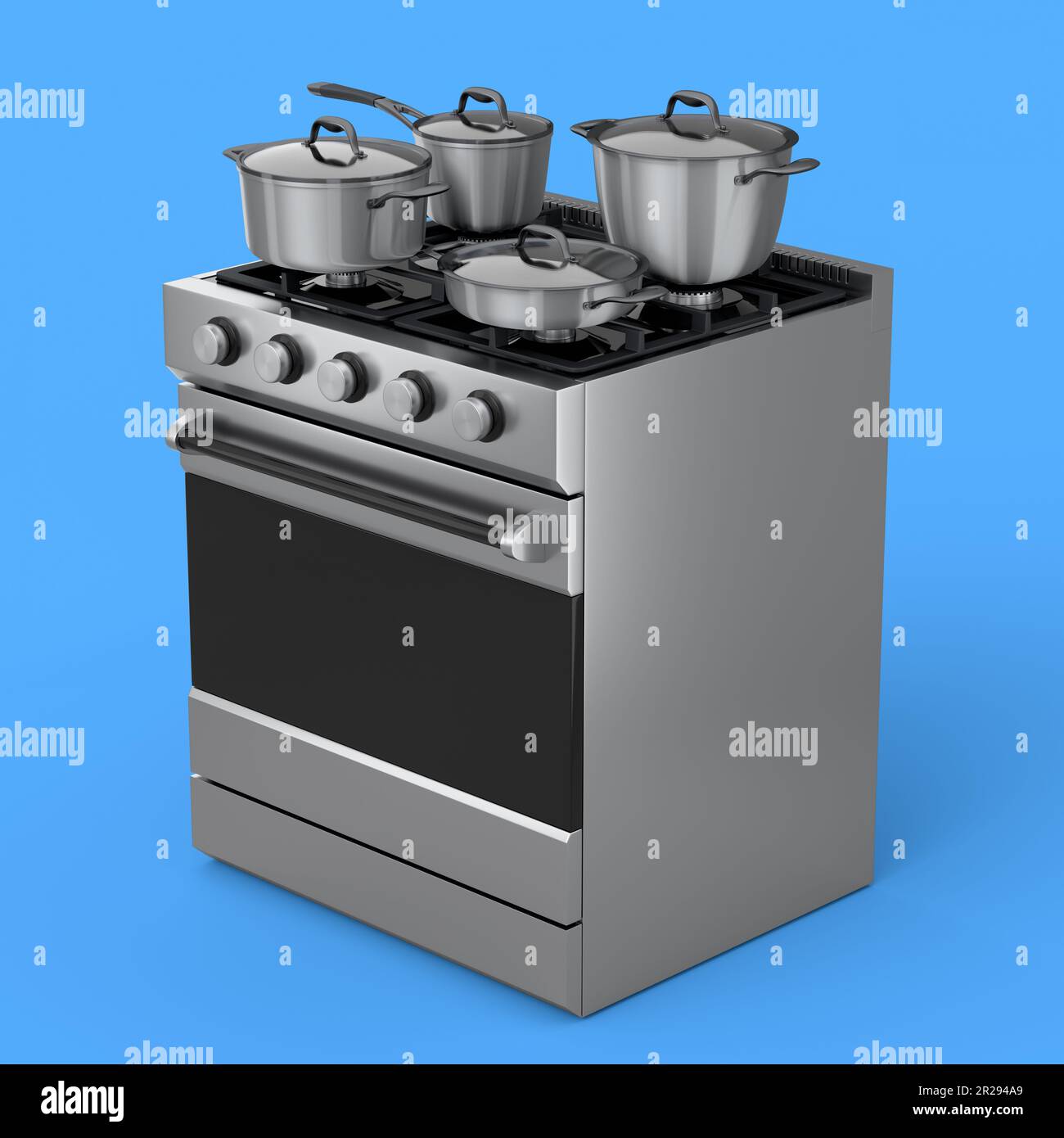 Frying pan and stewpot with glass lid on electric or gas stove cooker ...