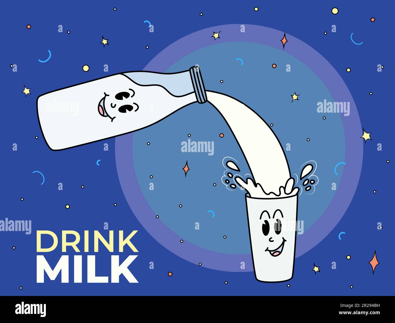 World Milk Day. June 1. Horizontal banner with funny cartoon characters ...