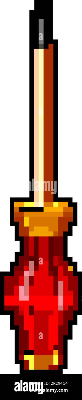 work screwdriver tool game pixel art vector illustration Stock Vector ...