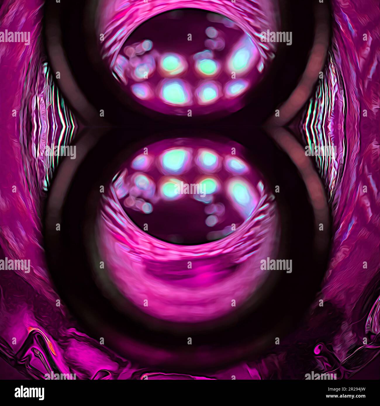 Art for arts sake. Macro images of a glass bottle neck with pink ...