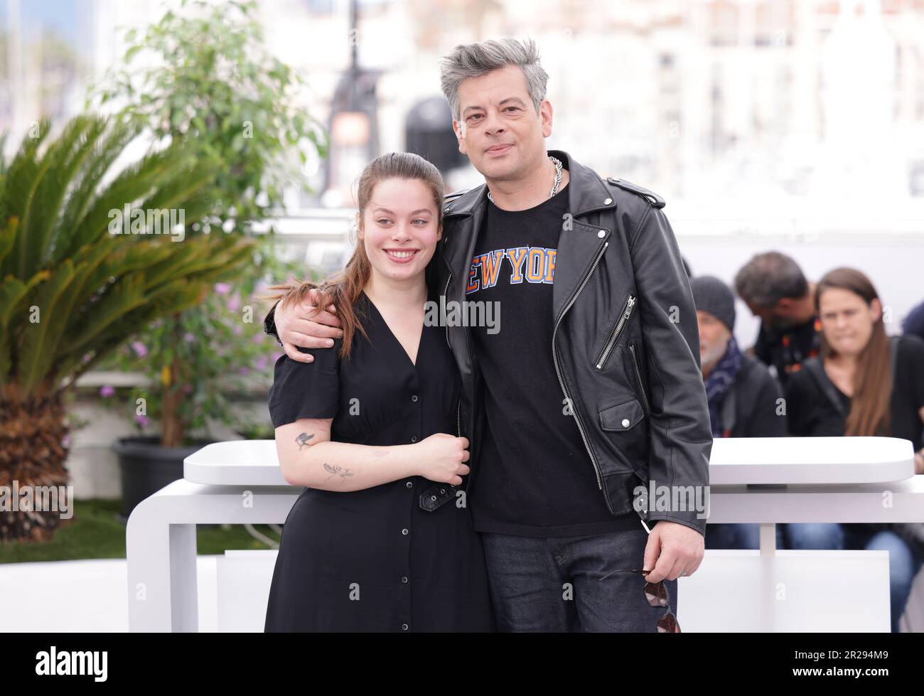 Anna Biolay, left, and Benjamin Biolay pose for photographers at the ...