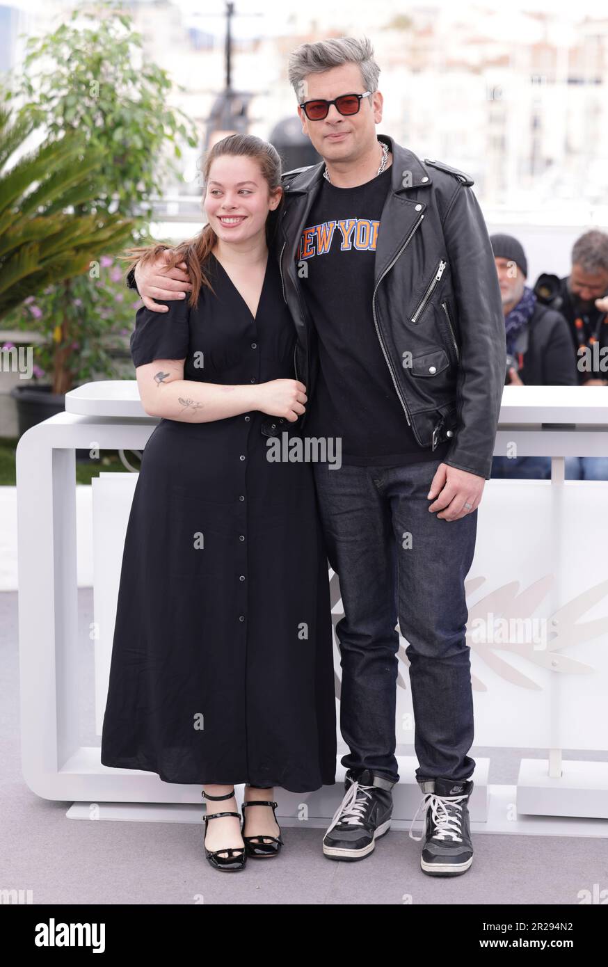 Anna Biolay, left, and Benjamin Biolay pose for photographers at the ...