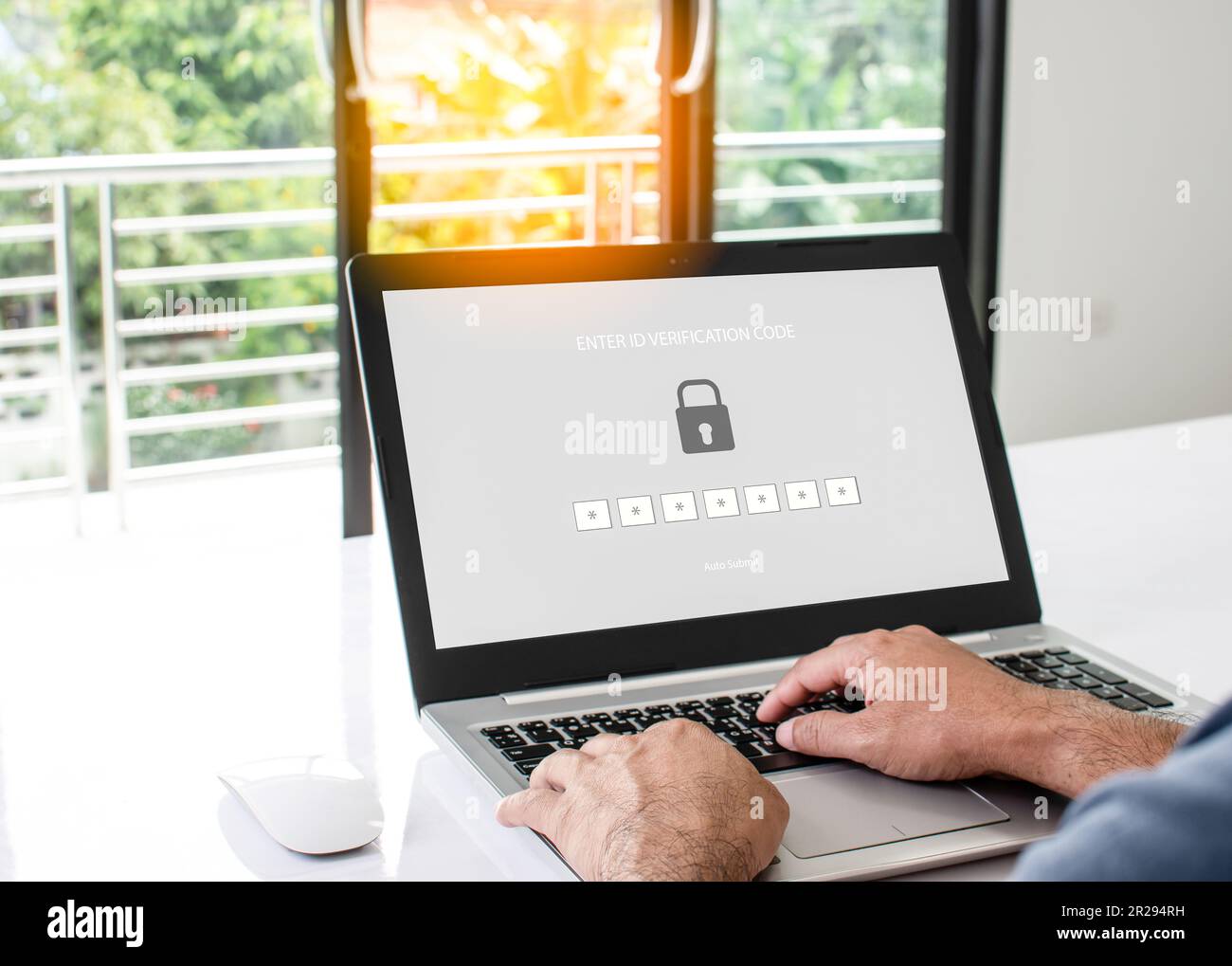 Concept work at home with computers and Internet. Laptop screen showing ...