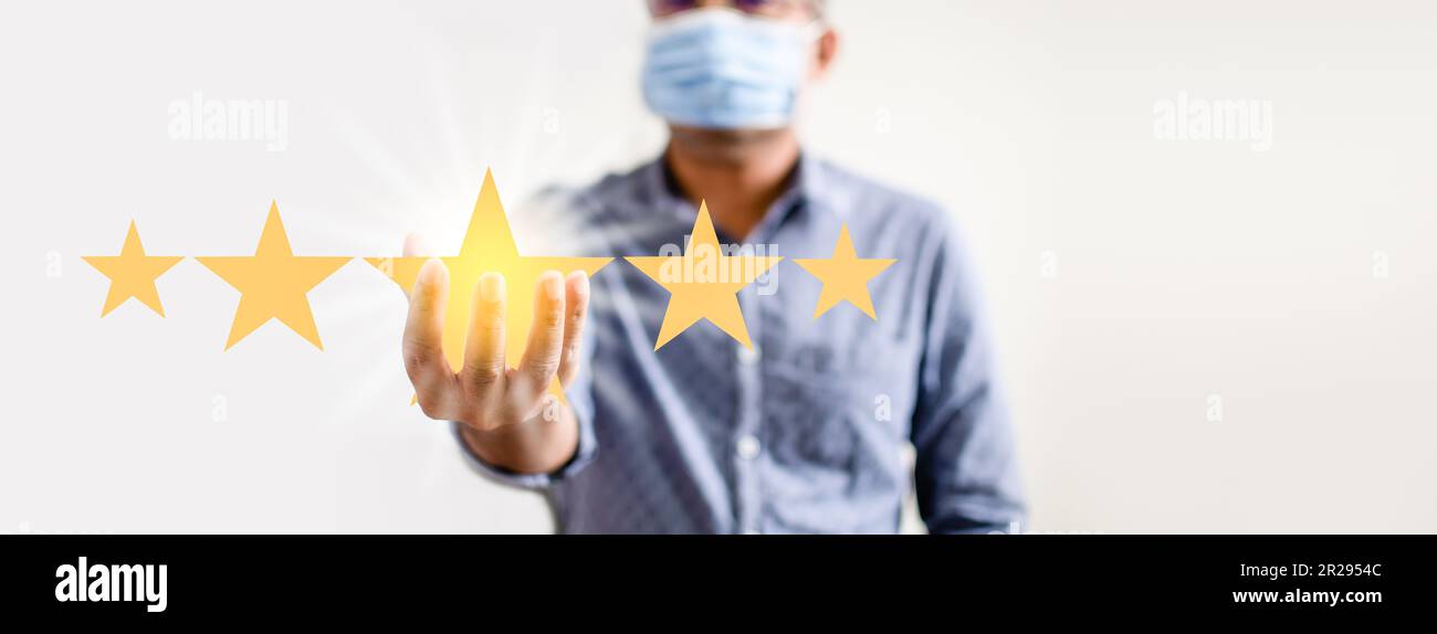 Closeup of a man holding a light star is the concept of a global ...