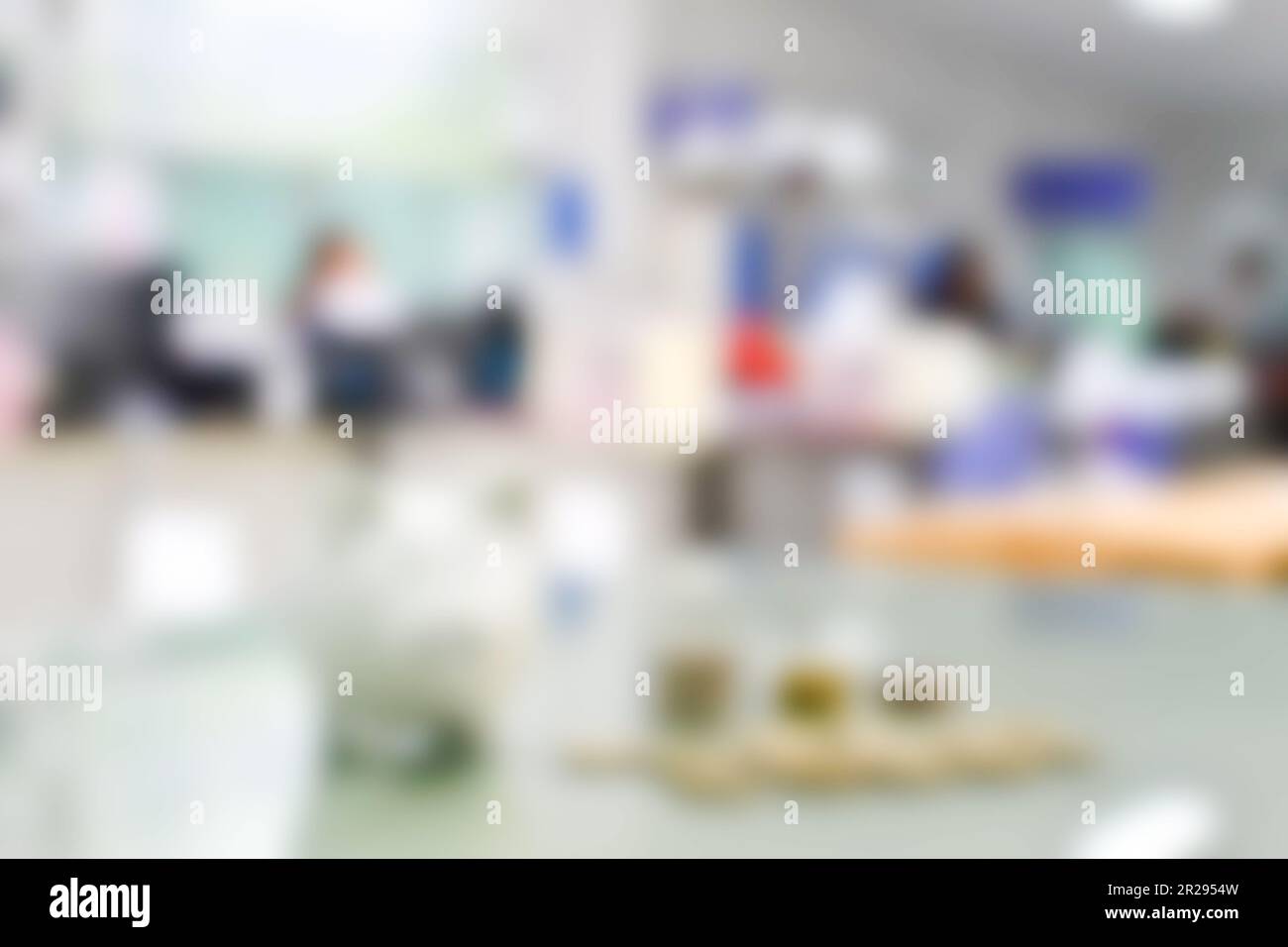 Abstract blurred and defocus. The bank office. Concept people working ...