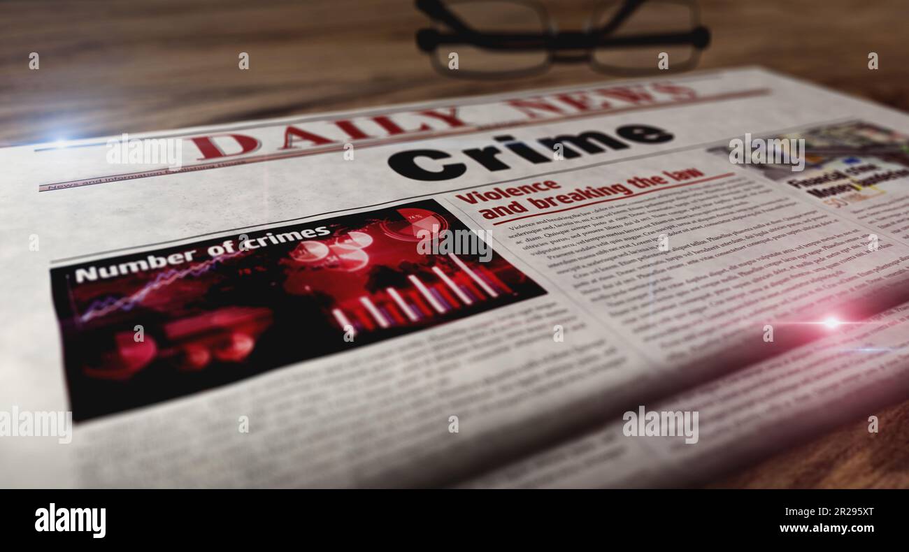 Crime investigation forensic and justice daily newspaper on table ...