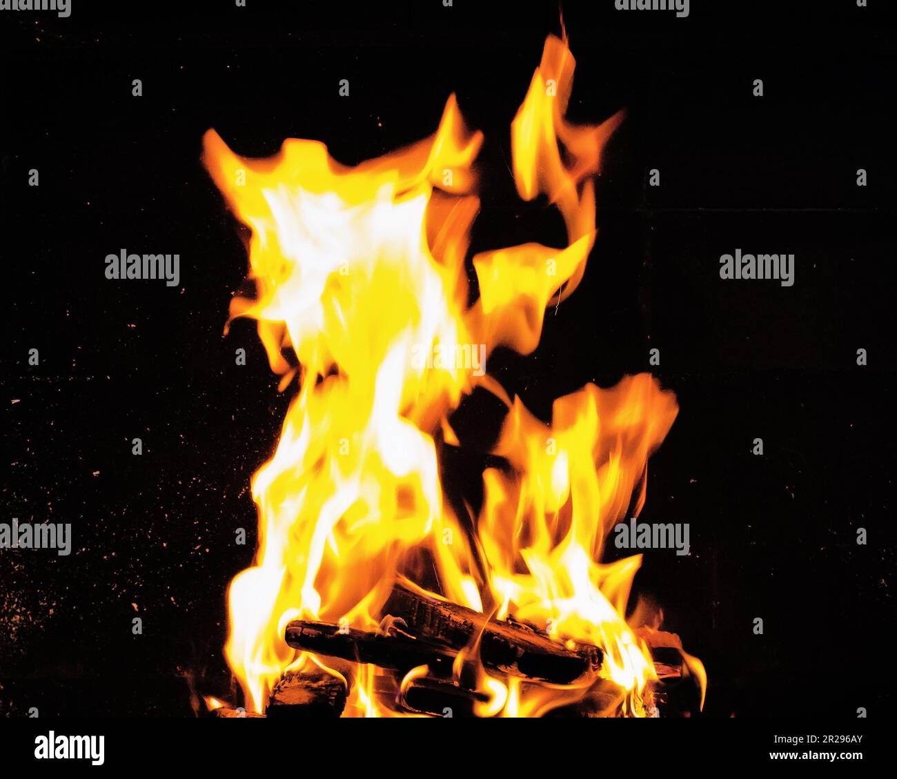 heat and fire energy. textured flames in fireplace. hot temperature ...